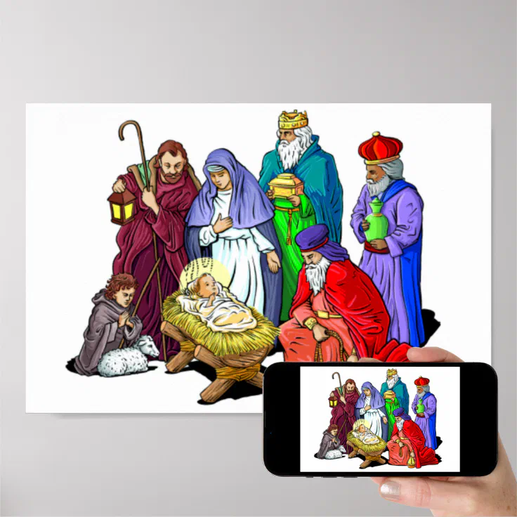Colorful Christmas Nativity Scene Poster | Zazzle