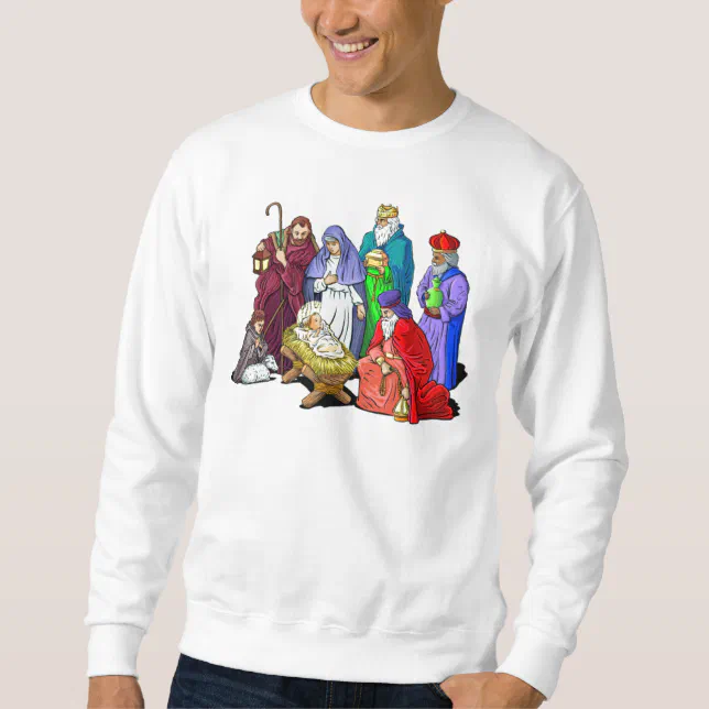 Colorful Christmas Nativity Scene Sweatshirt | Zazzle