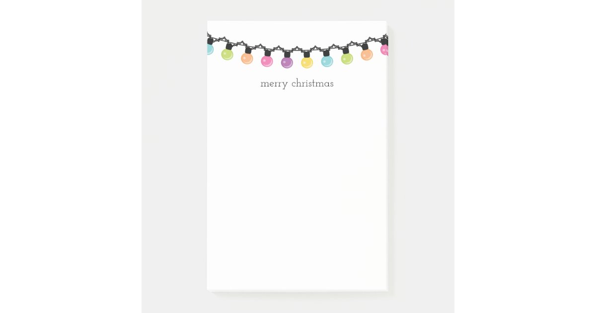 Colorful Christmas String Lights | Merry Christmas Post-it Notes | Zazzle