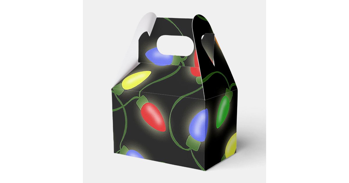 Colorful Christmas String Lights Pattern Favor Box | Zazzle