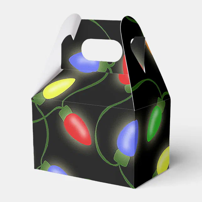 Colorful Christmas String Lights Pattern Favor Box | Zazzle