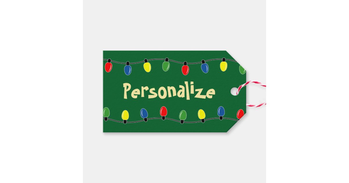 Colorful Christmas tree lights gift tag labels | Zazzle