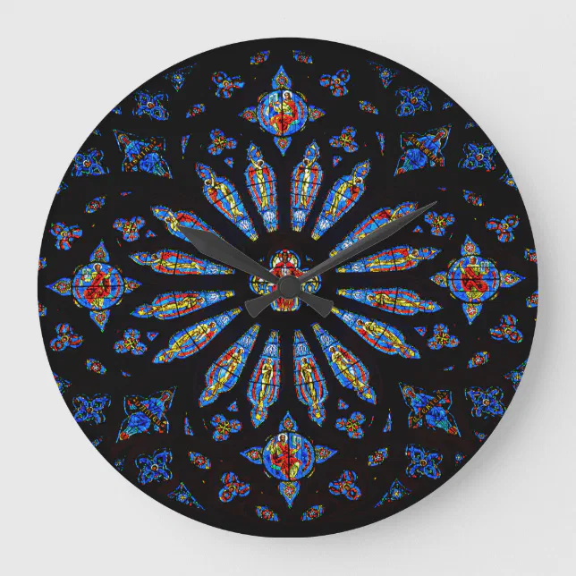 Colorful Church Stained Glass Large Clock | Zazzle
