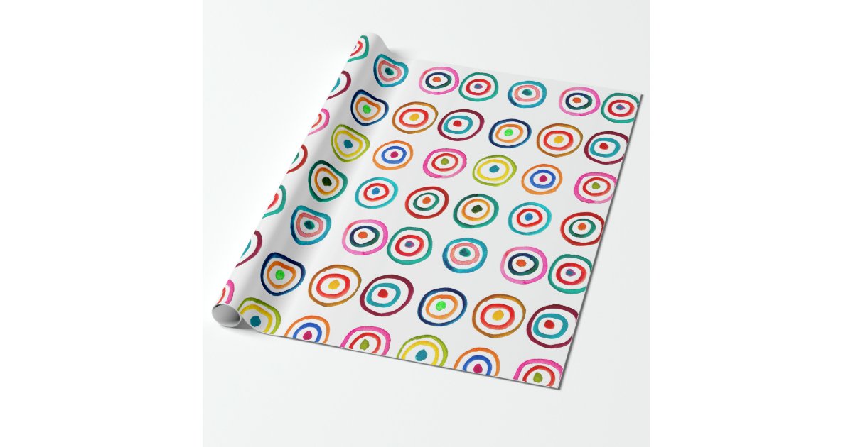 Colorful circle rainbow watercolor wrapping paper | Zazzle