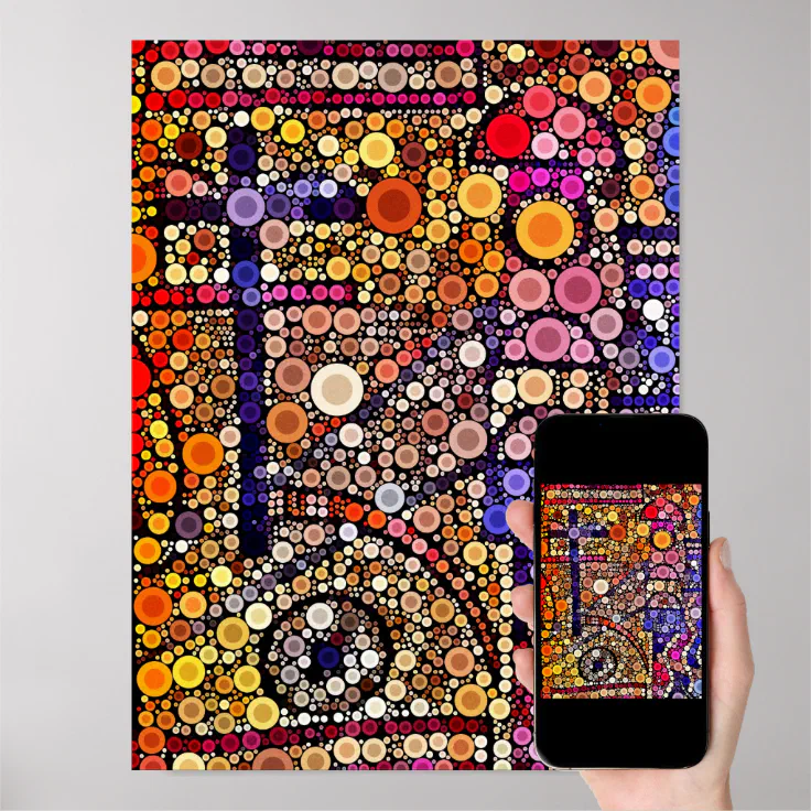 Colorful Circles Mosaic Southwestern Cross Design Poster | Zazzle