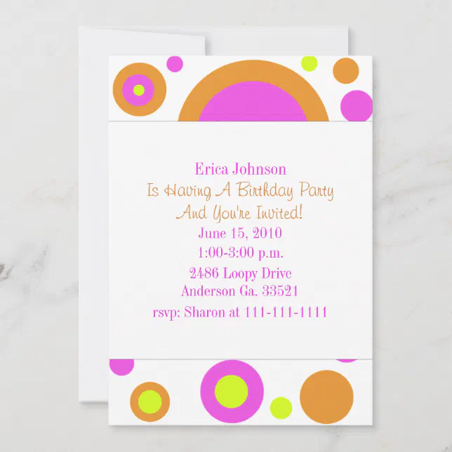 Colorful Circles Party Invitation | Zazzle