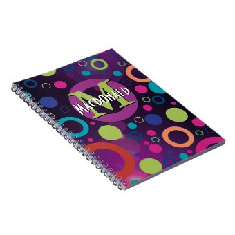 Colorful Circles Spots Rings Personalized PURPLE Notebook | Zazzle