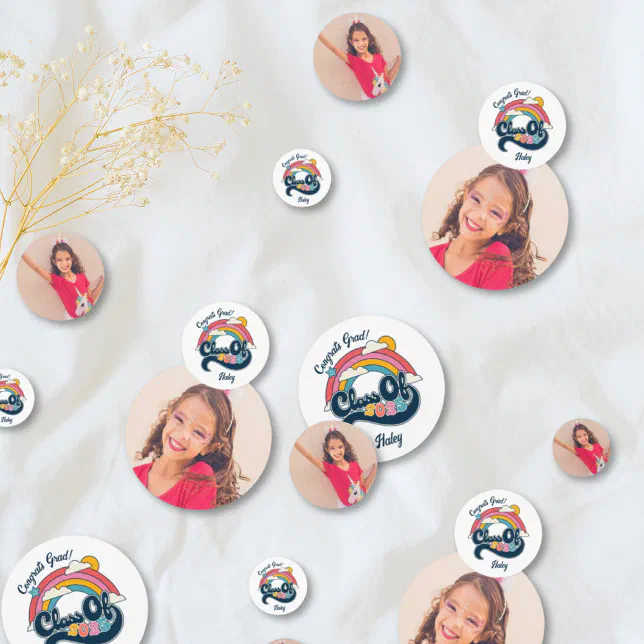 Colorful Class of 2025 Graduation Photo Confetti | Zazzle