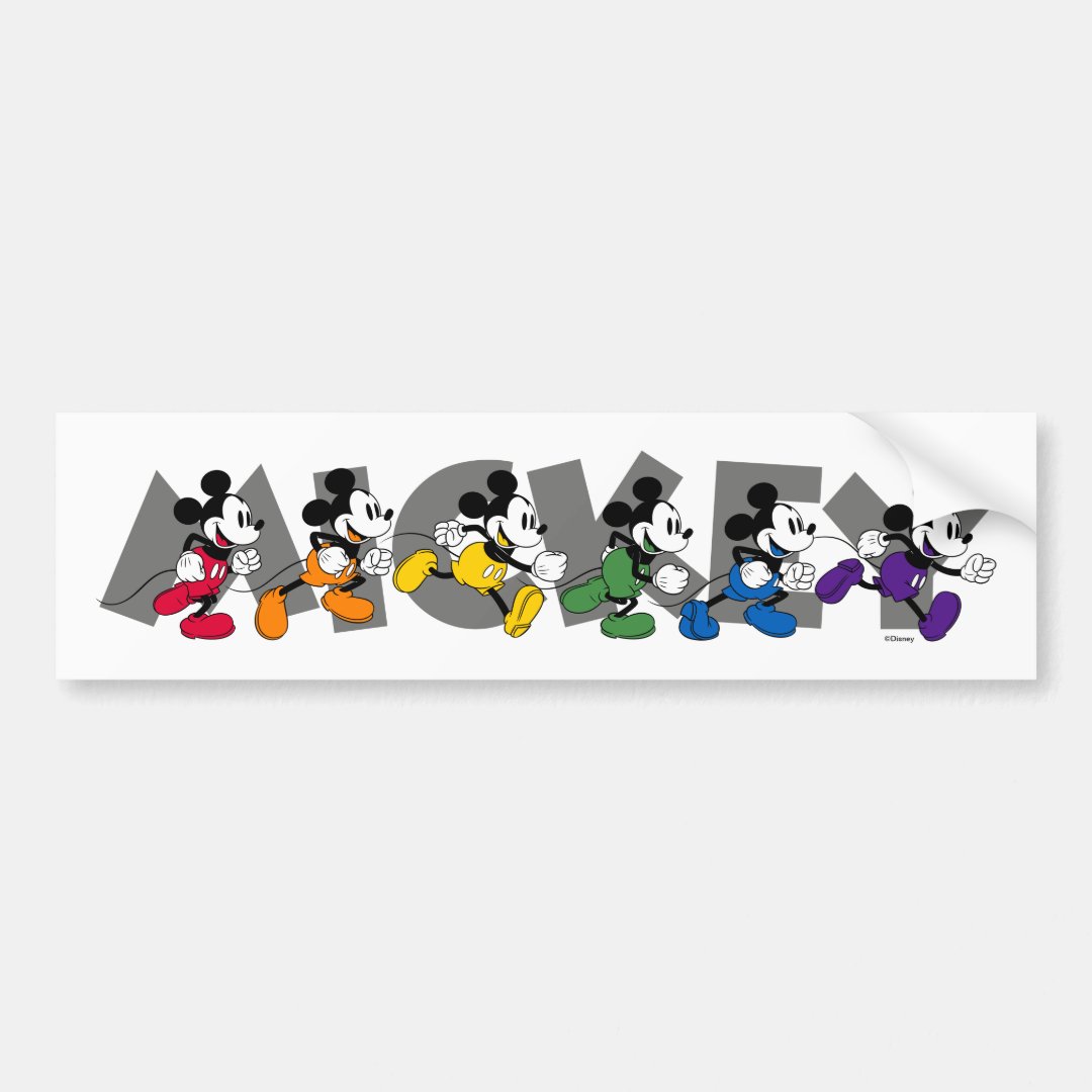 Colorful Classic Mickey Poses Bumper Sticker | Zazzle
