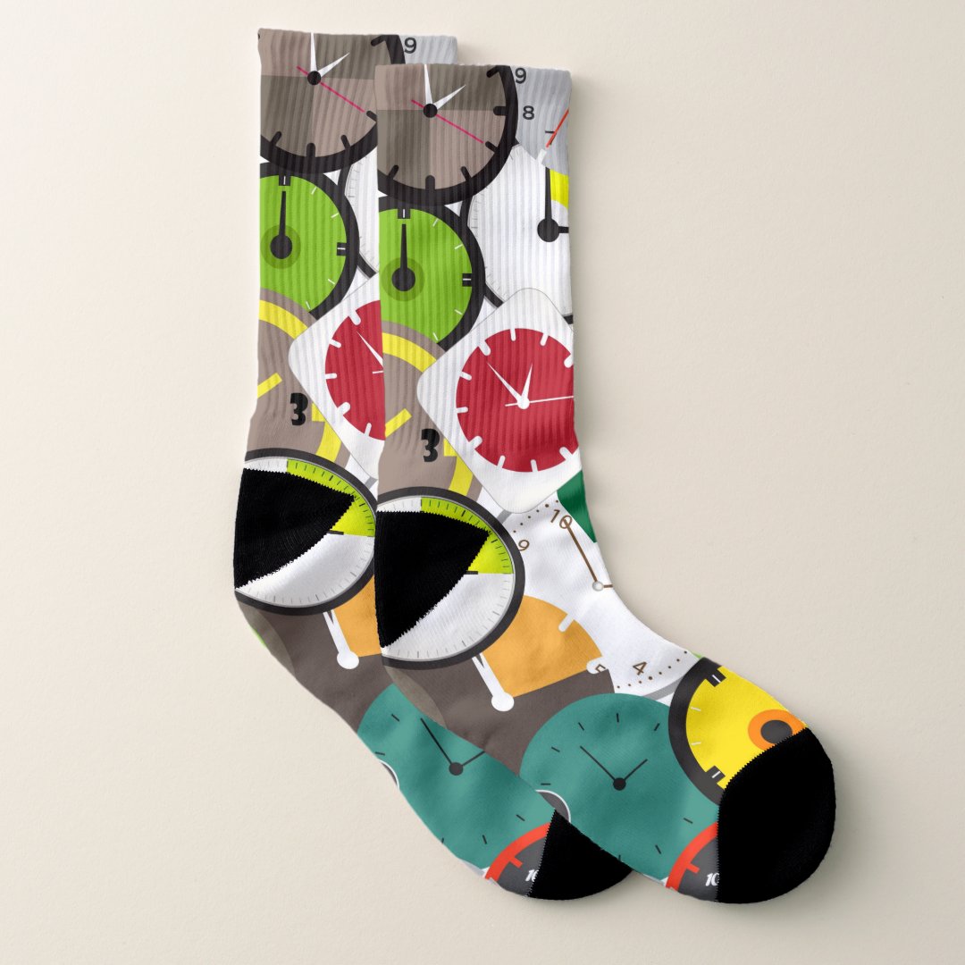 Colorful Clock Patterns Socks | Zazzle