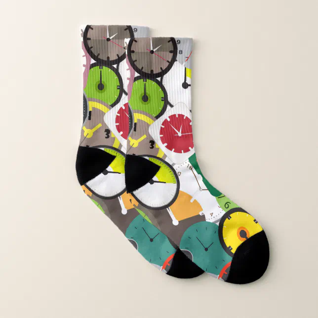 Colorful Clock Patterns Socks | Zazzle