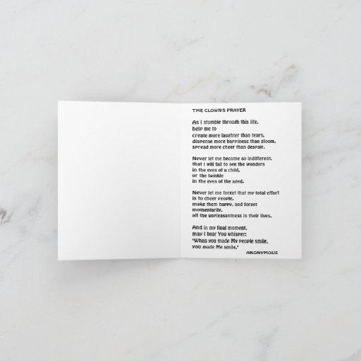 COLORFUL CLOWN CARD w/ CLOWN'S PRAYER! | Zazzle