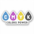 Colorful CMYK Ink Drops Sticker | Zazzle