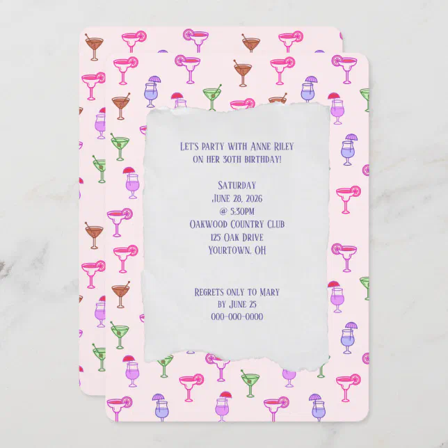 Colorful Cocktail Collection birthday party Invitation | Zazzle