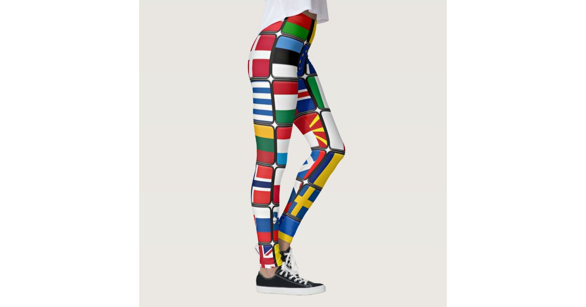 Colorful Collection of World Flags Leggings | Zazzle