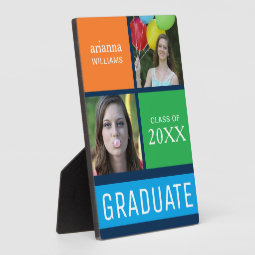 Colorful Color Block Modern Photo Graduation Plaque | Zazzle