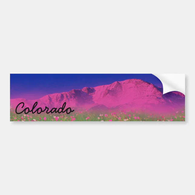 Colorful Colorado, Pikes Peak Mountain Bumper Sticker | Zazzle