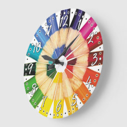 Colorful Colored Pencil Artist Wall Clock | Zazzle