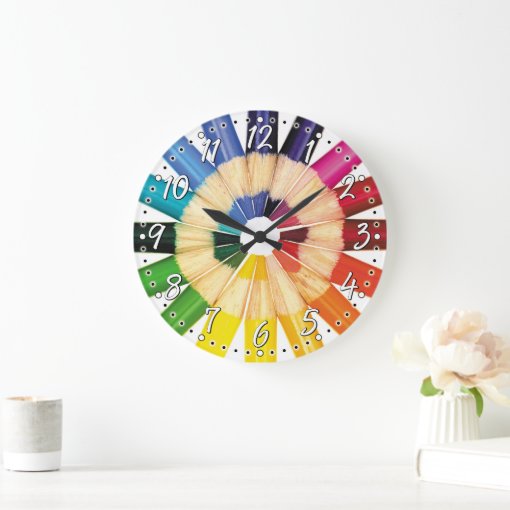 Colorful Colored Pencil Artist Wall Clock | Zazzle