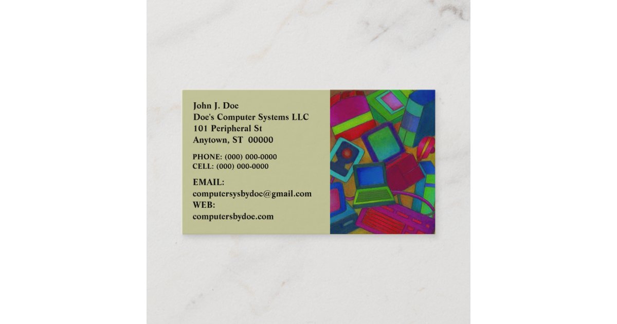 COLORFUL COMPUTER PARTS COMPONENTS BUSINESS CARD | Zazzle