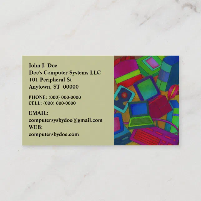 COLORFUL COMPUTER PARTS COMPONENTS BUSINESS CARD | Zazzle