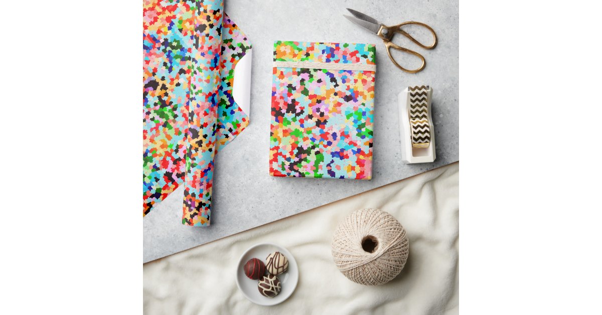 Colorful Confetti Abstract Pattern Wrapping Paper | Zazzle