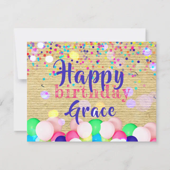 Colorful Confetti And Balloons Happy Birthday Card | Zazzle