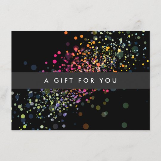 Colorful Confetti Bokeh on Black Gift Certificate | Zazzle.com