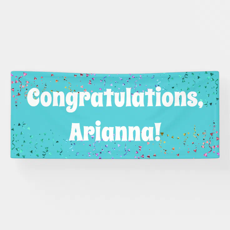 Colorful Confetti Bright Turquoise Congratulations Banner | Zazzle