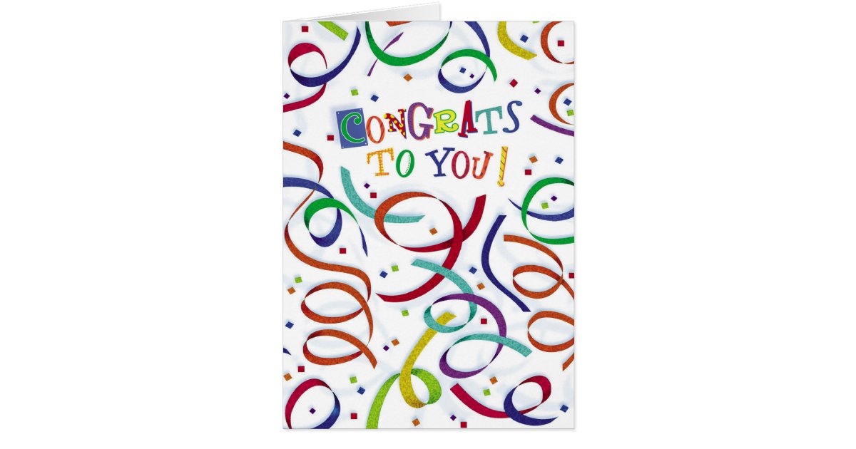 Colorful confetti congrats customizable card | Zazzle