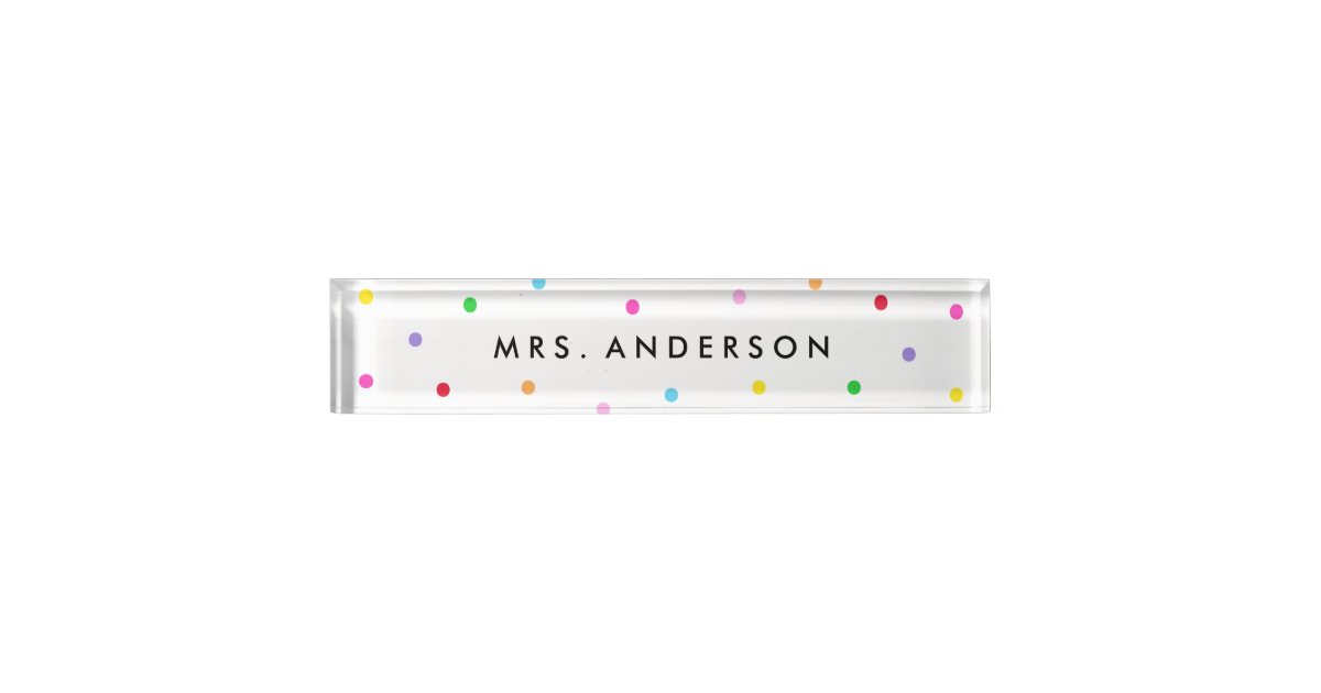 Colorful Confetti Desk Name Plate | Zazzle