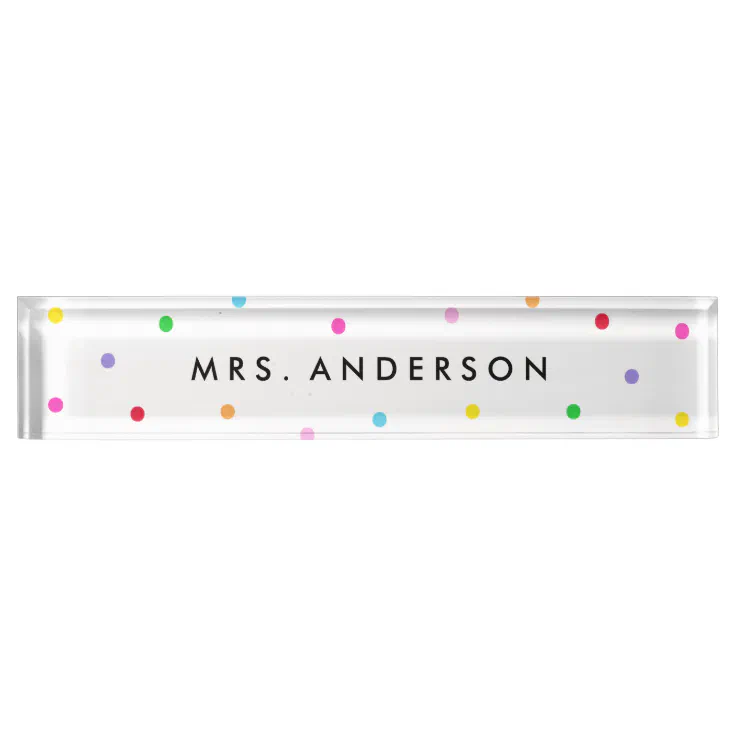 Colorful Confetti Desk Name Plate | Zazzle
