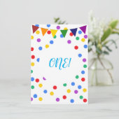 Colorful Confetti Dots and Balloons 1st Birthday Invitation | Zazzle