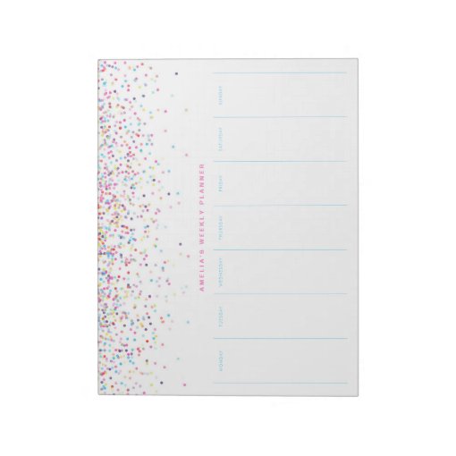Colorful Confetti Dots Personalized Weekly Planner Notepad | Zazzle