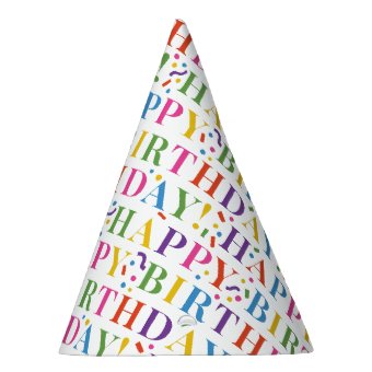 Colorful Confetti Happy Birthday Party Hat | Zazzle