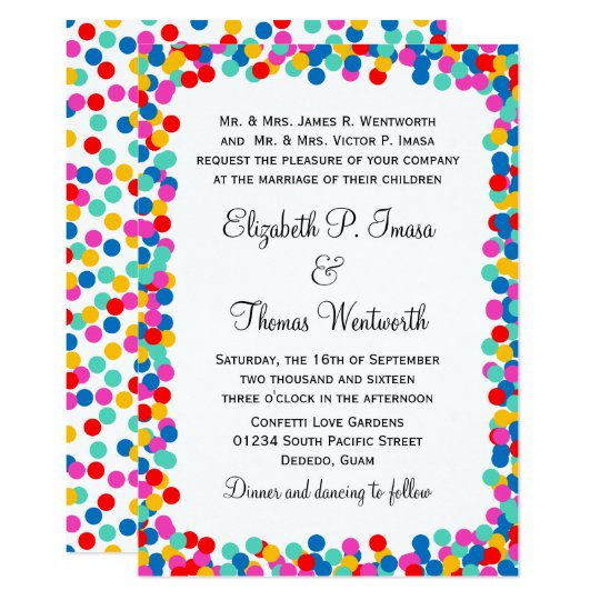 Colorful Confetti Wedding Invitations | Zazzle.com