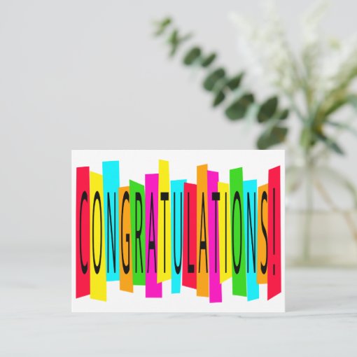 Colorful Congratulations Postcard | Zazzle
