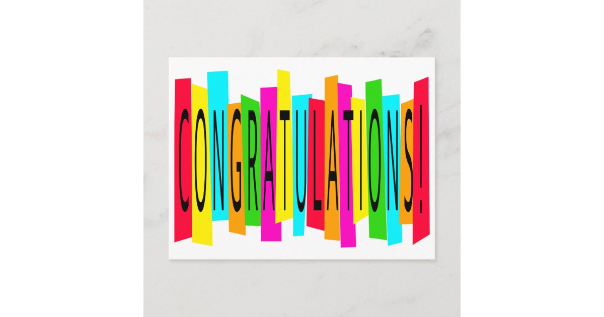 Colorful Congratulations Postcard | Zazzle