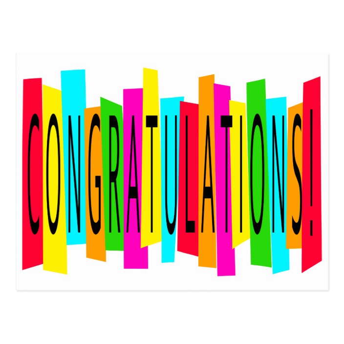 Colorful Congratulations Postcard | Zazzle.com