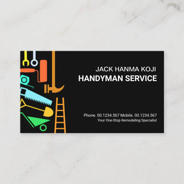 Colorful Construction Handyman Tools Business Card | Zazzle