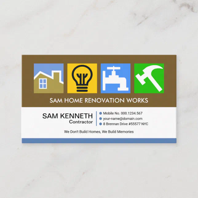 Colorful Construction Symbols Motif Builder Business Card | Zazzle