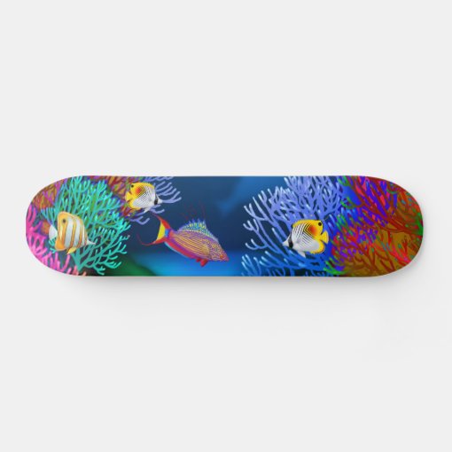 Colorful Coral Reef Fish Skateboard | Zazzle