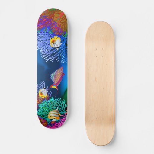 Colorful Coral Reef Fish Skateboard | Zazzle