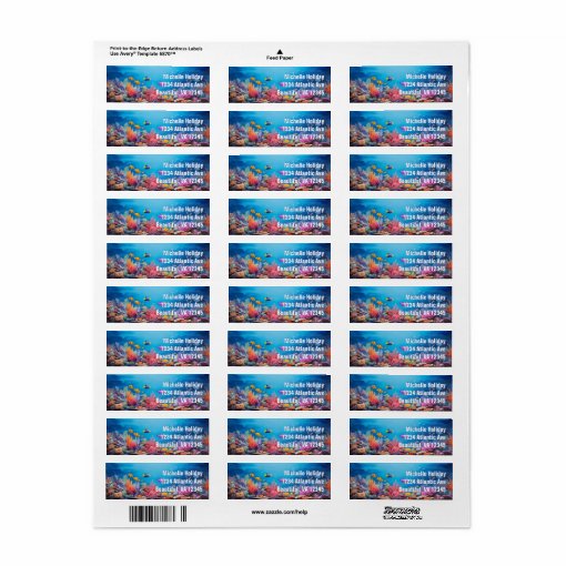 Colorful Coral Reef Tropical Fish Beach Address Label | Zazzle