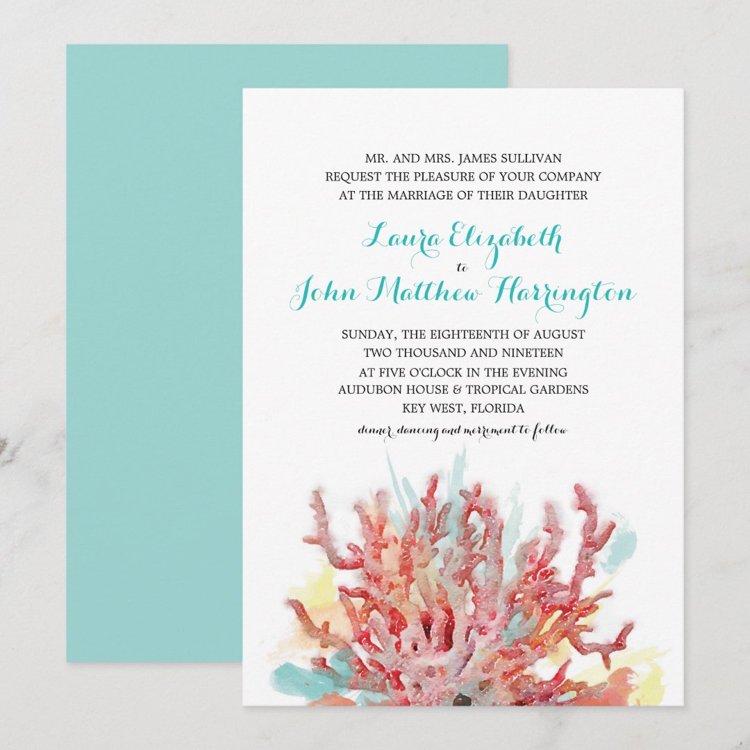 Colorful Coral Reef Watercolor | Wedding Invitation | Zazzle