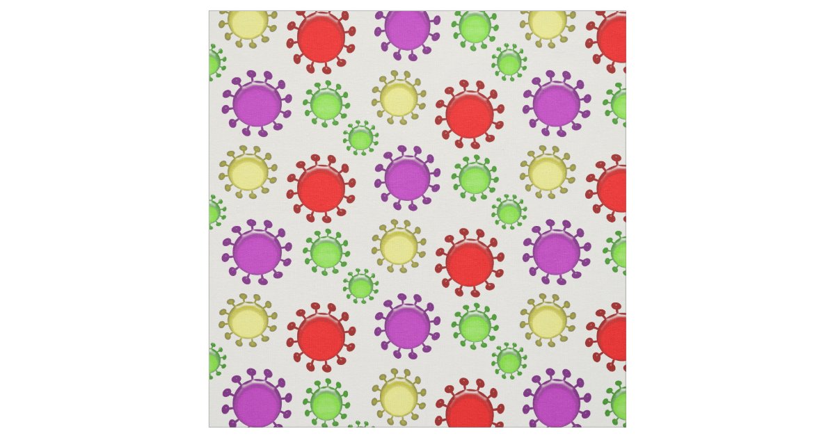 Colorful Coronavirus Viral Germ Shapes Fabric | Zazzle