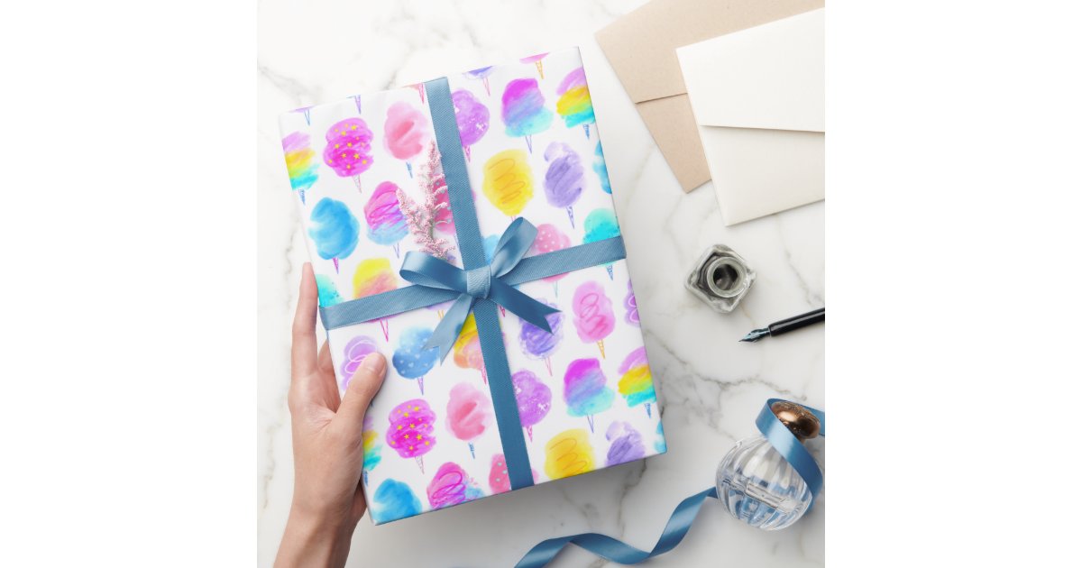 Colorful Cotton Candy Watercolor Pattern Wrapping Paper | Zazzle
