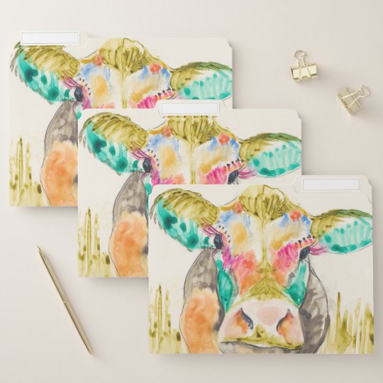 Colorful Cow Design File Folder | Zazzle.com