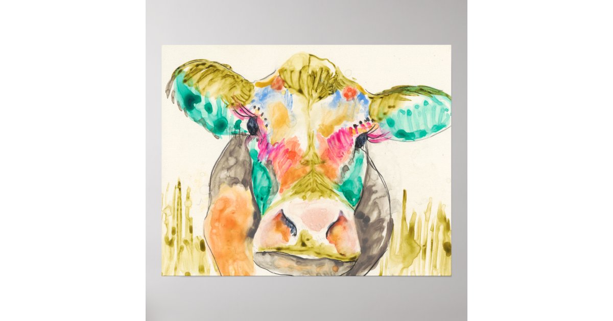 Colorful Cow Design Poster | Zazzle