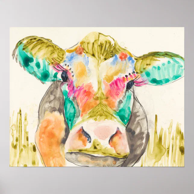 Colorful Cow Design Poster | Zazzle